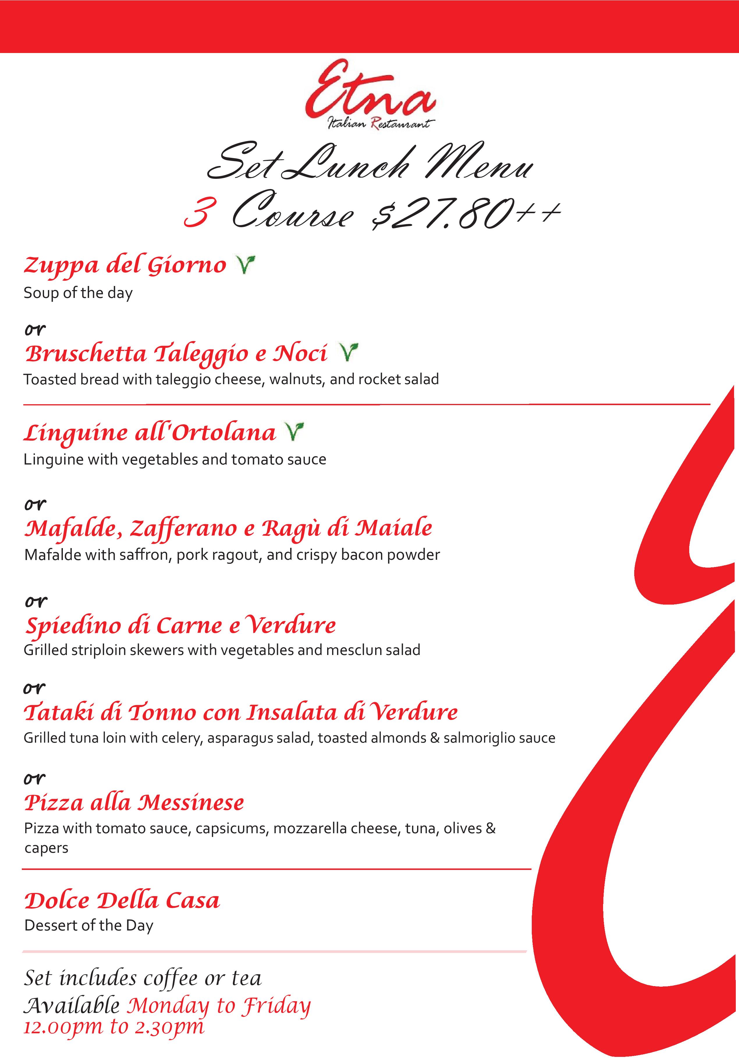 3-Course Set Lunch at Etna East Coast S$27.80